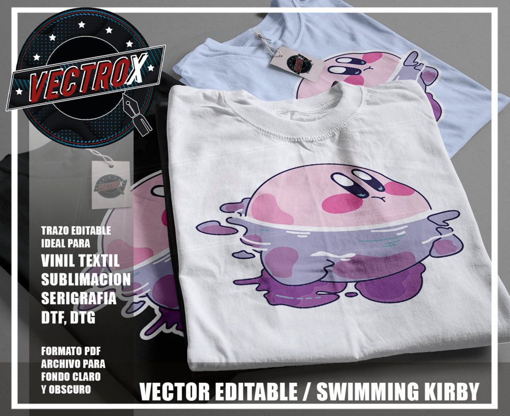 Vector Editable - Swimming Kirby
