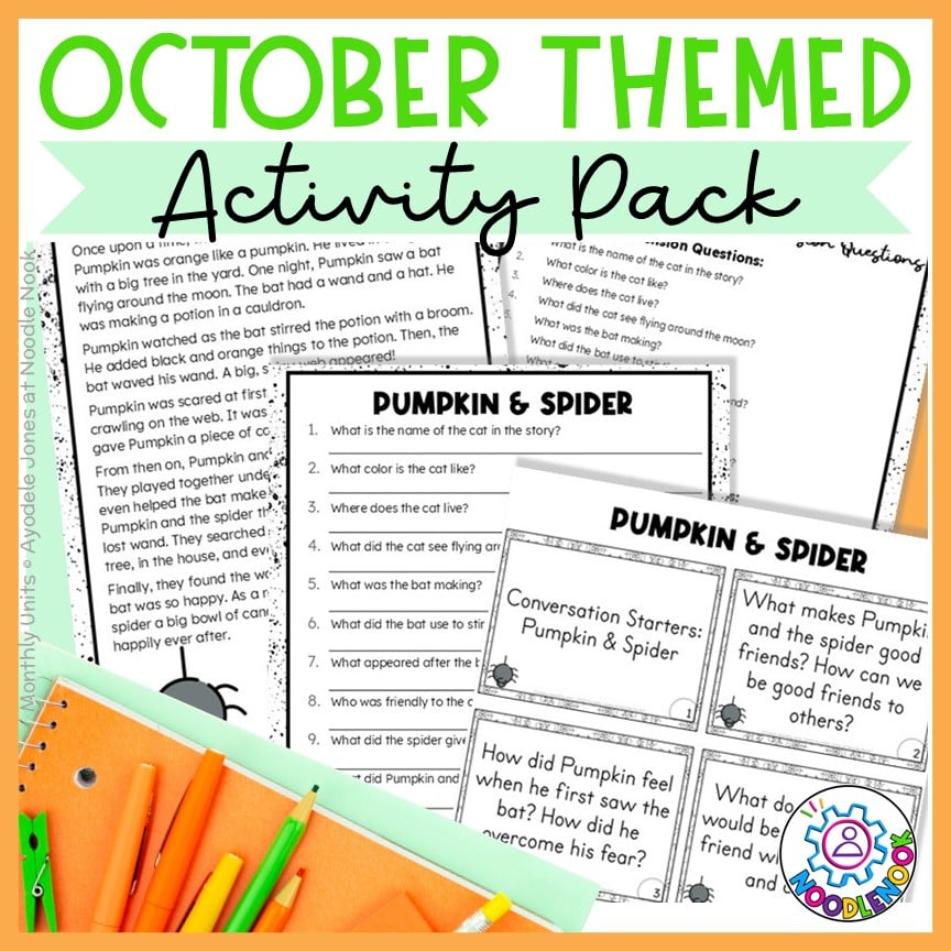 October Themed Monthly Unit & Task Cards for Early Elementary & Special ...