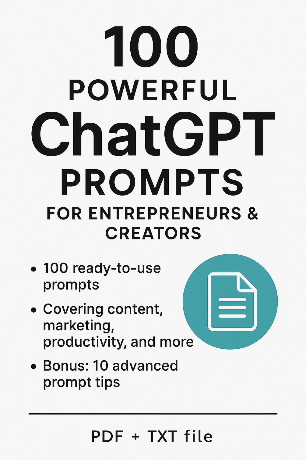 100 chat GPT prompts for creators, freelancers, & Entrepreneurs