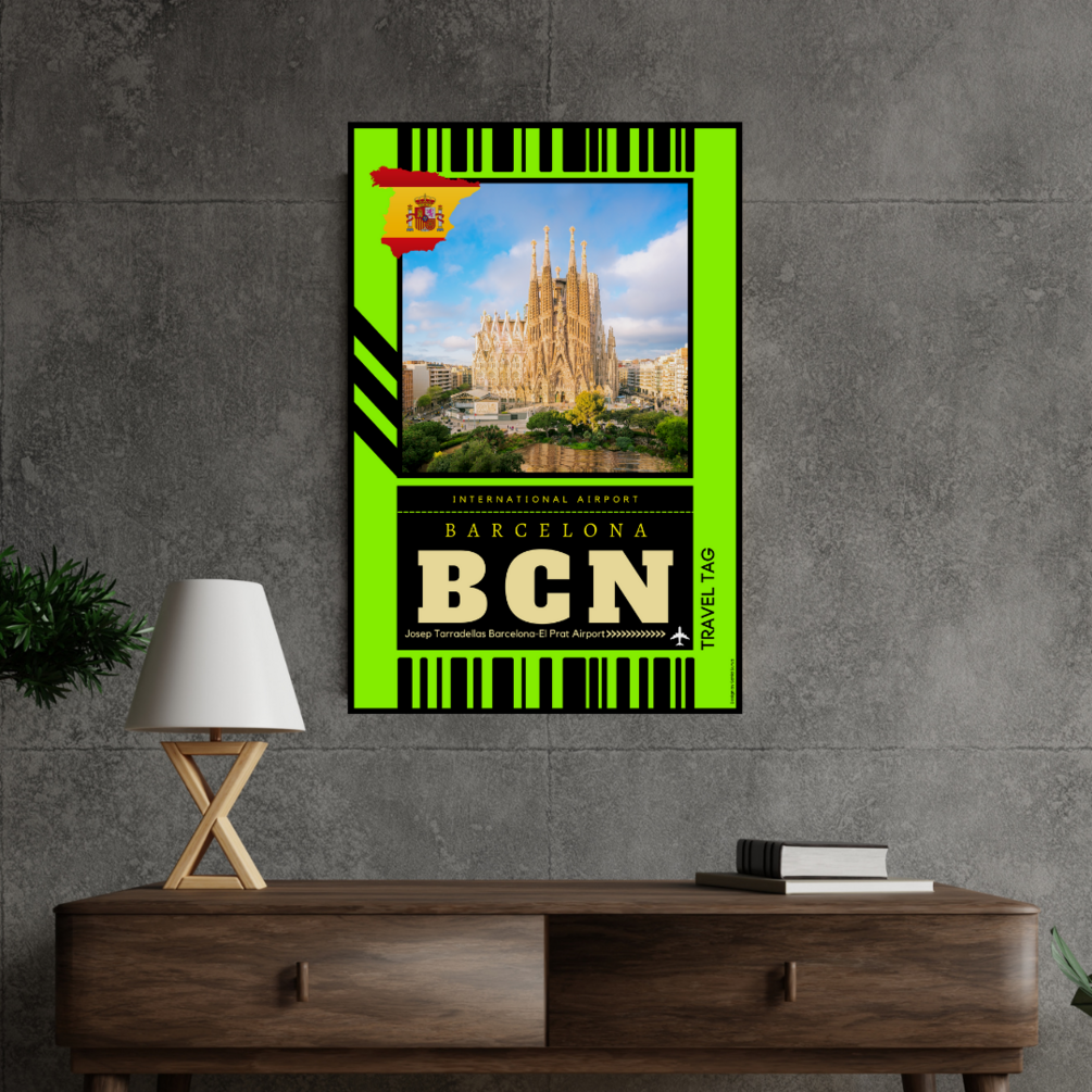 BCN BARCELONA PRINTABLE AIRPORT CODE WALL ART
