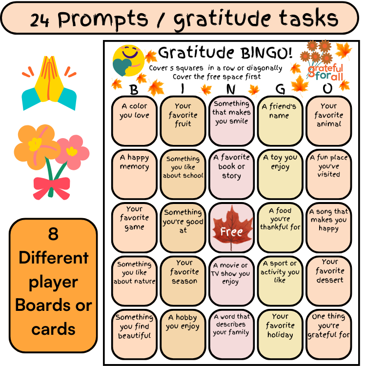 Gratitude BINGO - Writing Activity - Engaging Discovery Game