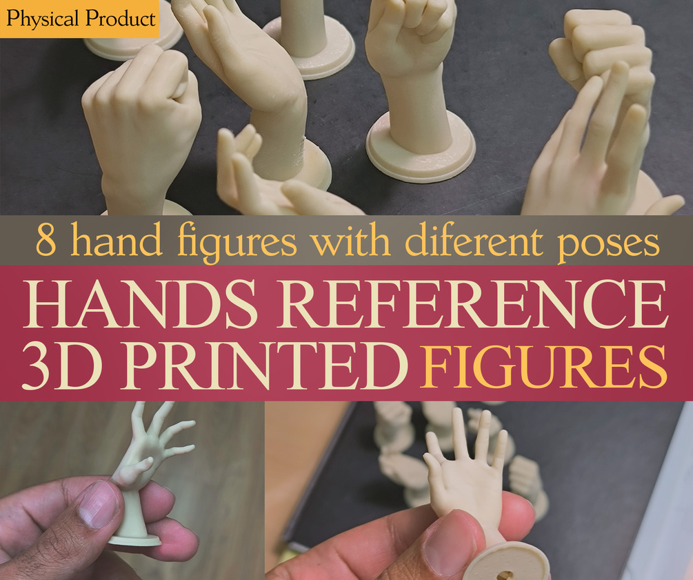 8 - 3D Printed Hand Figures for Drawing Reference (Physical Product)
