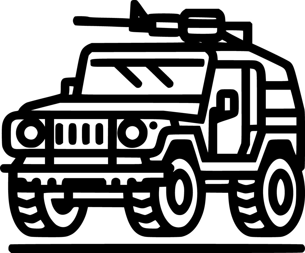 100+ Modern War Icons – Black and White Line Art Vector Set