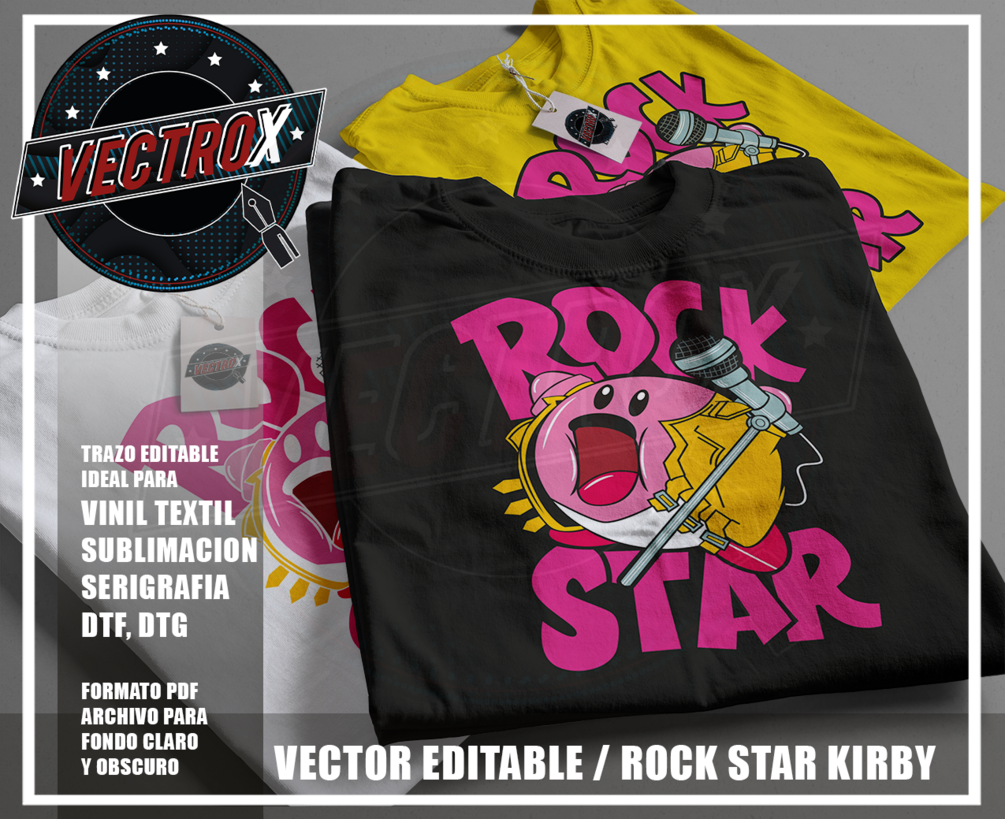 Vector Editable - Rock Star Kirby
