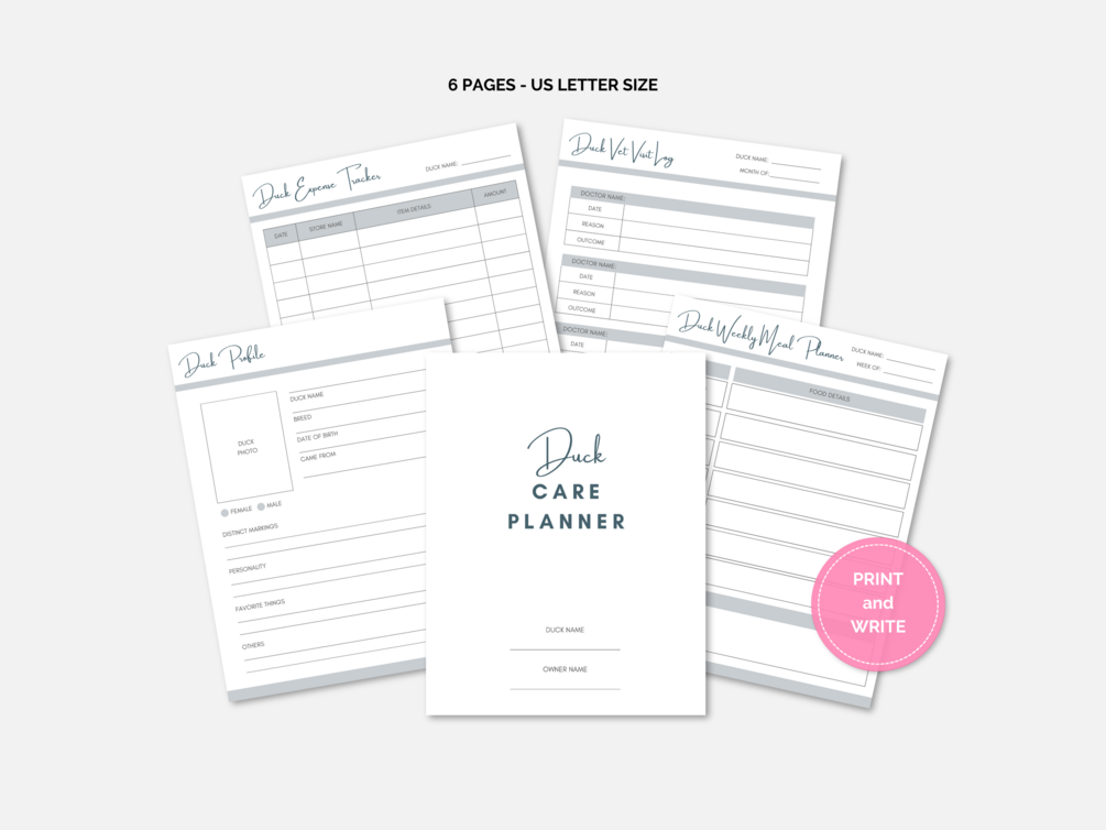 Duck Care Planner Printable Bundle