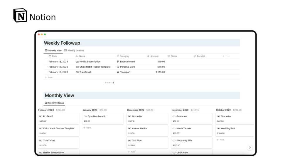 Notion Expense Tracker
