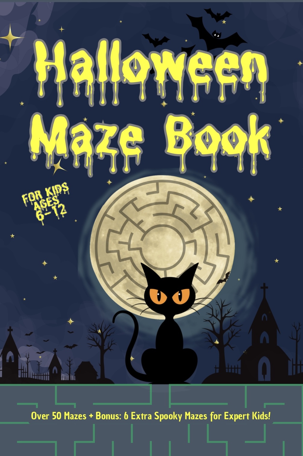 Halloween maze book for kids ages 6 - 12