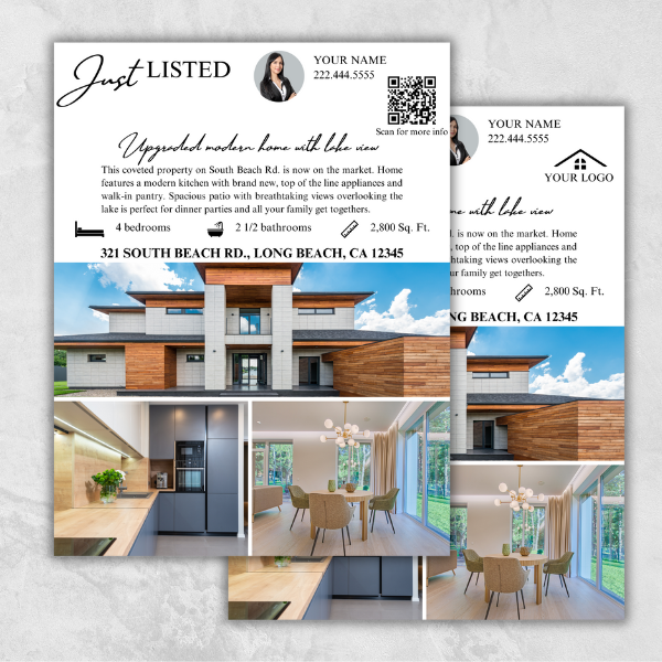Just Listed Flyer with QR Code | Real Estate Canva Template | For Sale ...