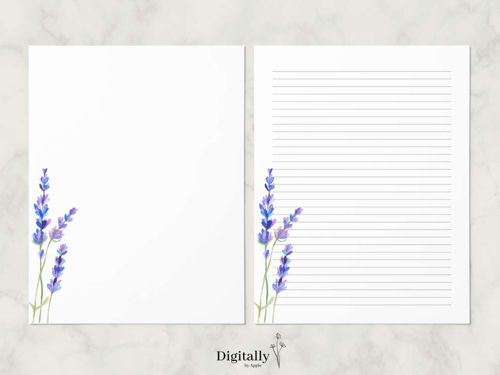 Purple Flower Plant Printable Stationery Set Letter Writing Paper ...