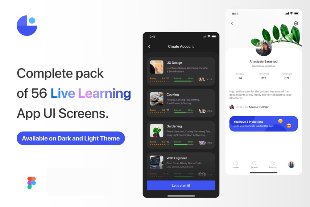 Complete Modern Online Course App UI Kit
