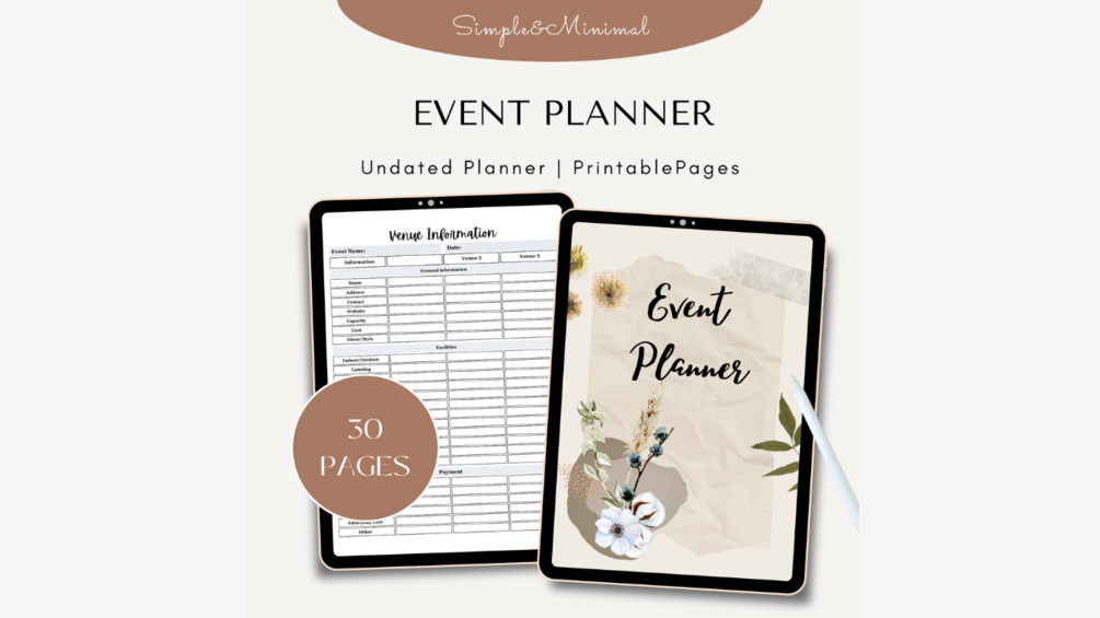 Event Planner | Printable + Digital PDF for Daily Life, Goals