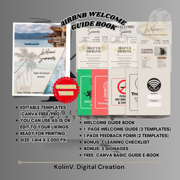 AirBnb Welcome Guide Book templates BUNDLE with FREEBIES