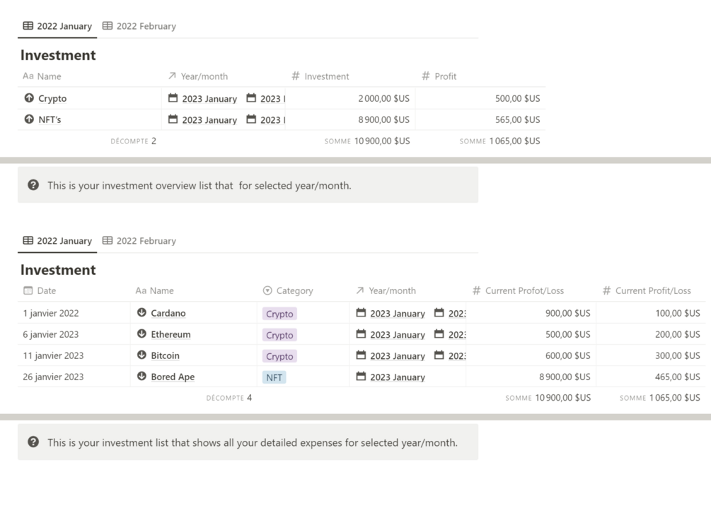 Free Notion Crypto/NFT Tracker