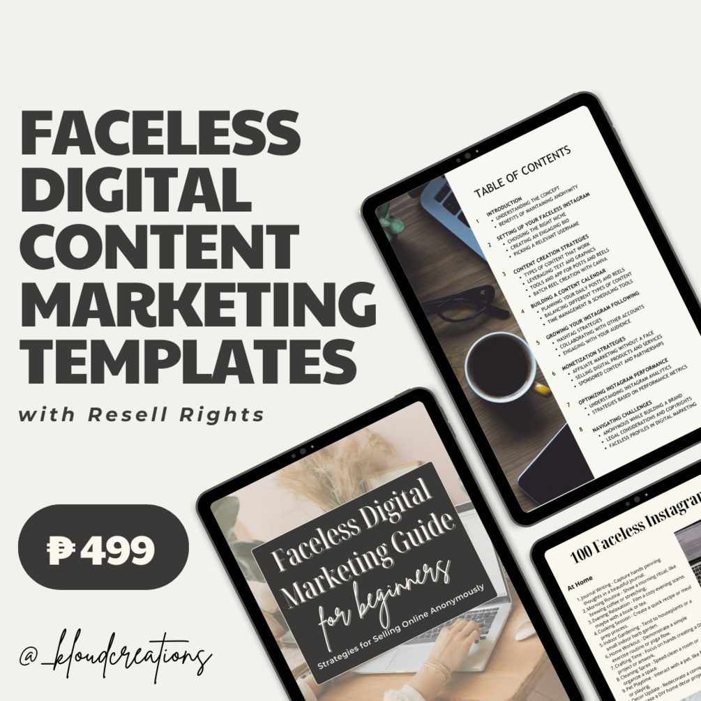 Faceless Digital Marketing Guide with Master Resell Rights