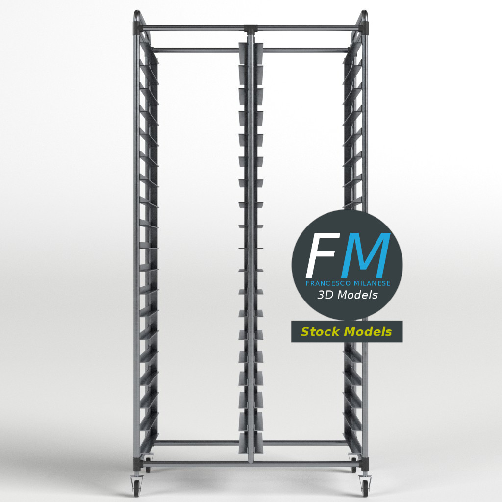 3D MODEL - Double canteen tray trolley