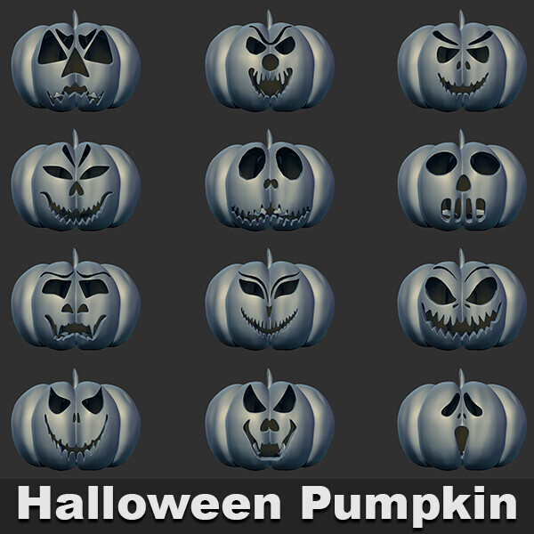 12 Halloween Pumpkin Base Mesh Vol 3