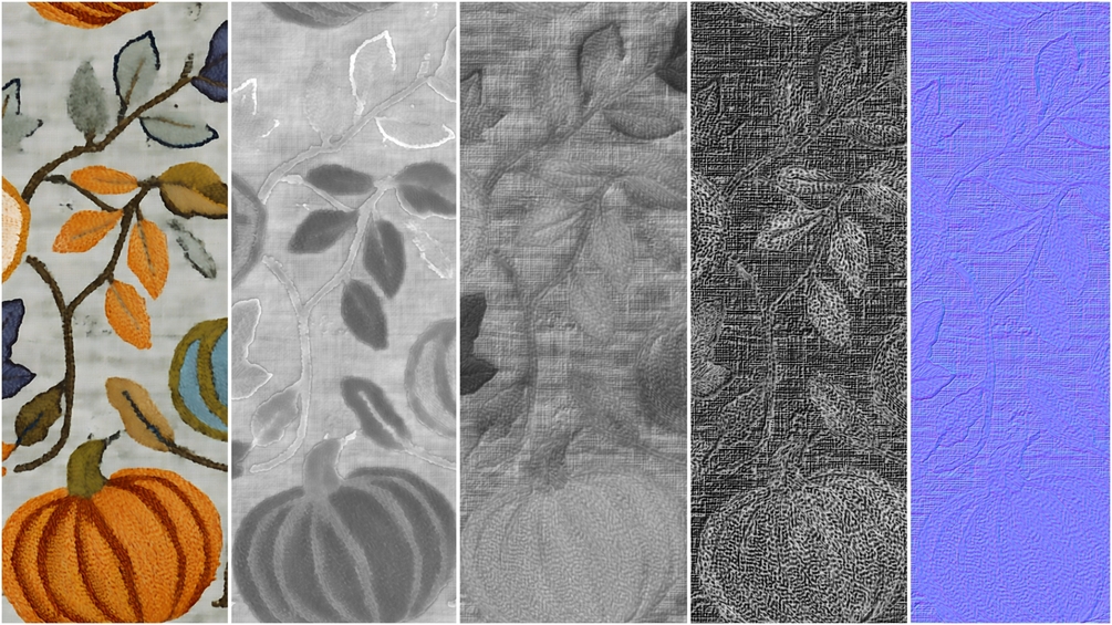 Embroidery Fabric VOL.04| 4K Seamless PNG PBR Textures