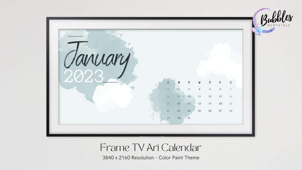 Samsung Frame TV Art Calendar Set | Colorwash Theme | Watercolor Paint ...