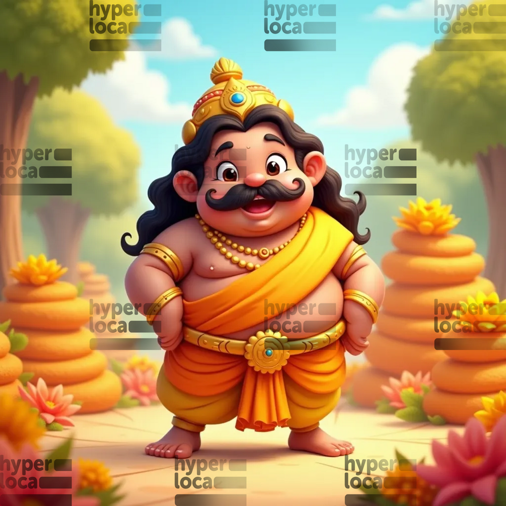 Vibrant Maveli Mahabali Stock Illustration Onam Festival Art C9