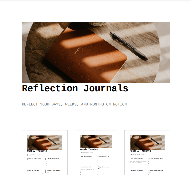 NOTION TEMPLATE | Reflection Journals