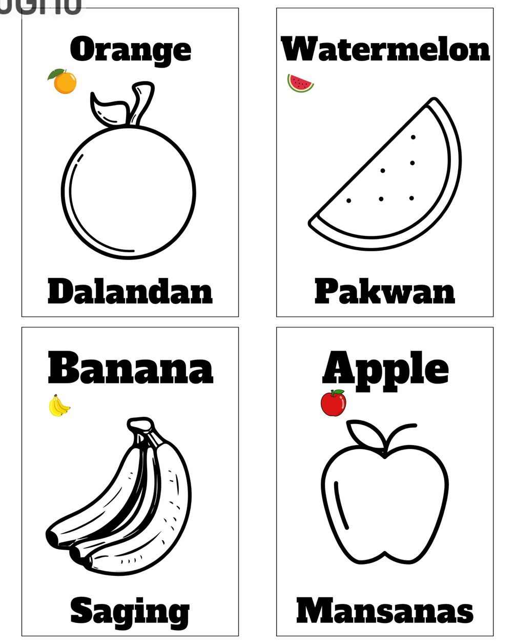 Fruits Coloring Book for kids