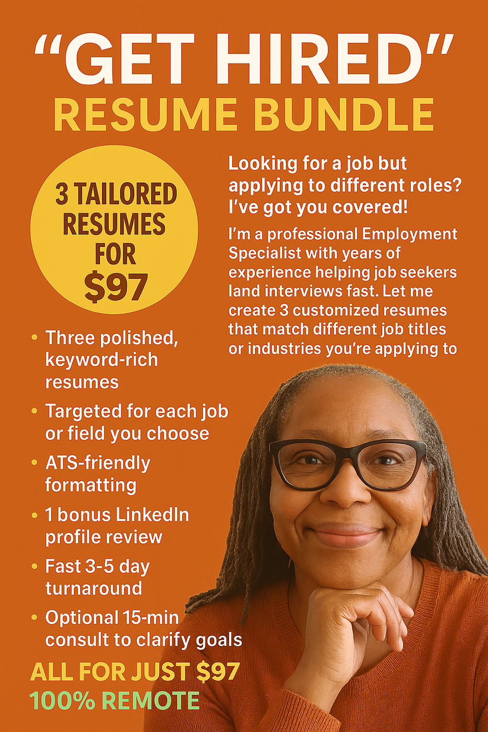 Get Hired Resume Bundle - 3 Customized Resumes for $97