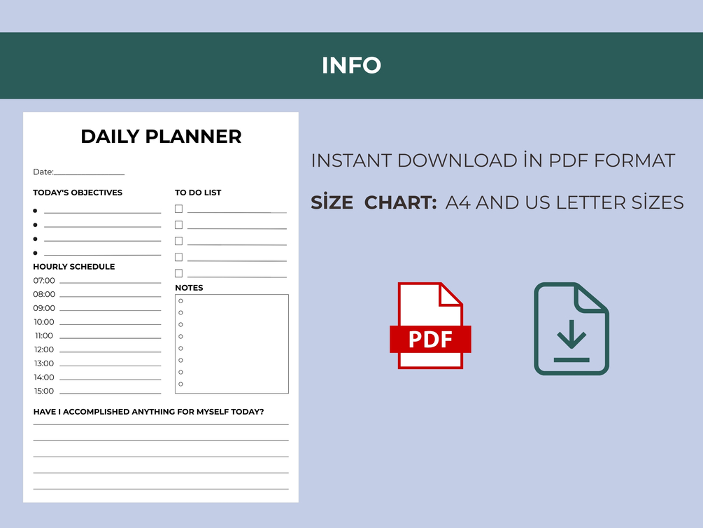Minimalist Daily Planner Printable: A4 & US Letter Sizes (PDF Download)