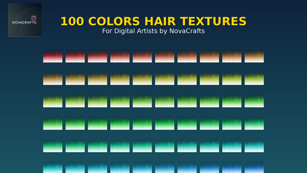 100 High-Res Hair Textures Pack – PNGs for Digital Artists