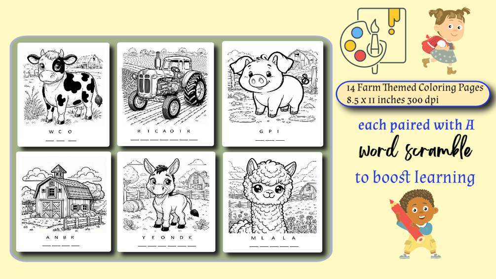 **Farm Animals Coloring and Word Scramble Pack – Creative Kids ...