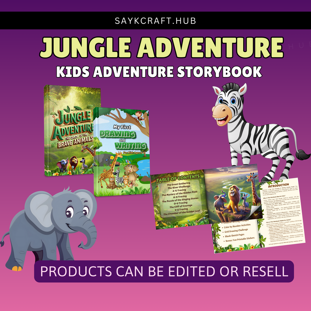 [SAYKCRAFTHUB] KIDS STORYBOOK + KIDS WORKBOOK: JUNGLE ADVENTURE