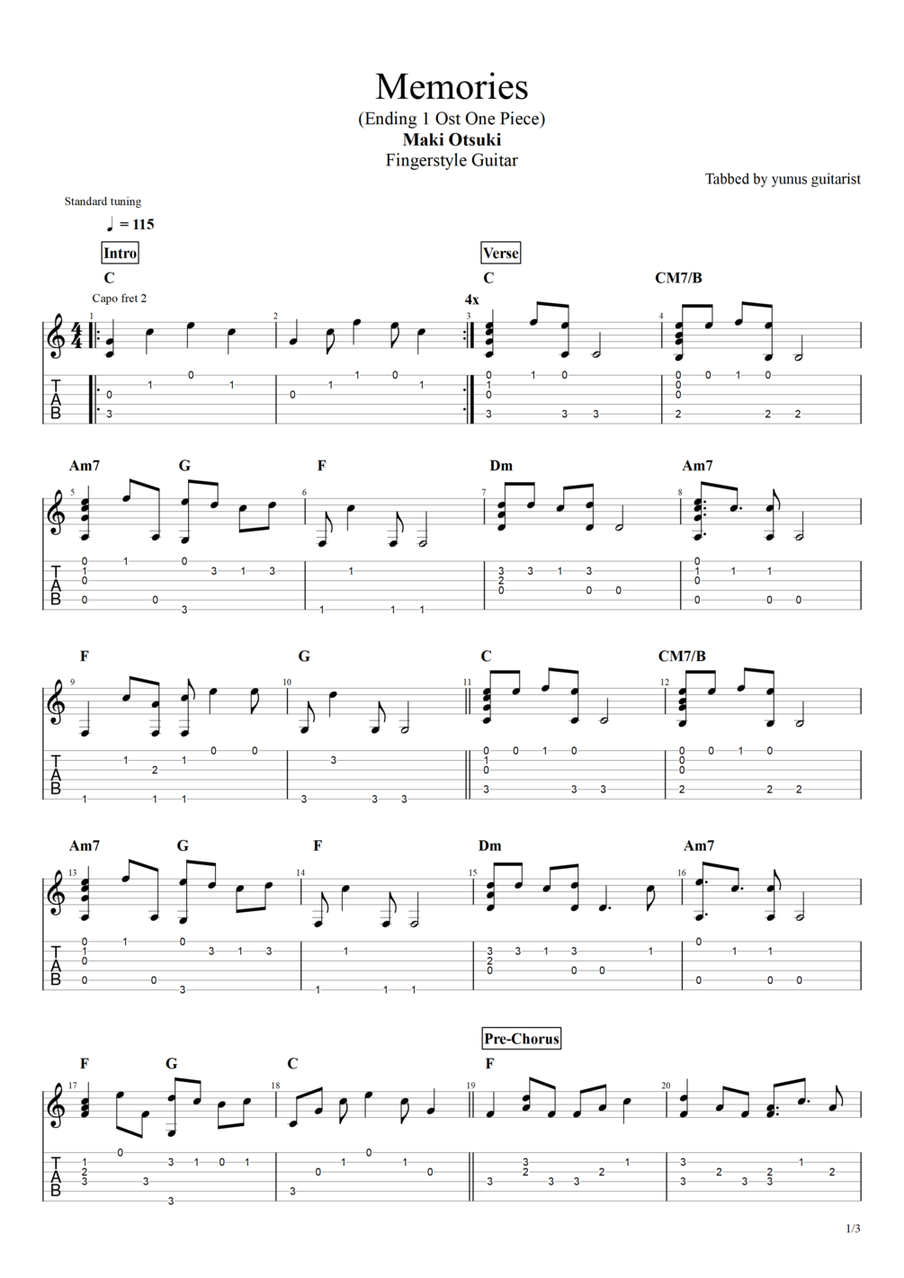 TAB. Memories - Maki Otsuki (Ending 1 Ost One Piece)