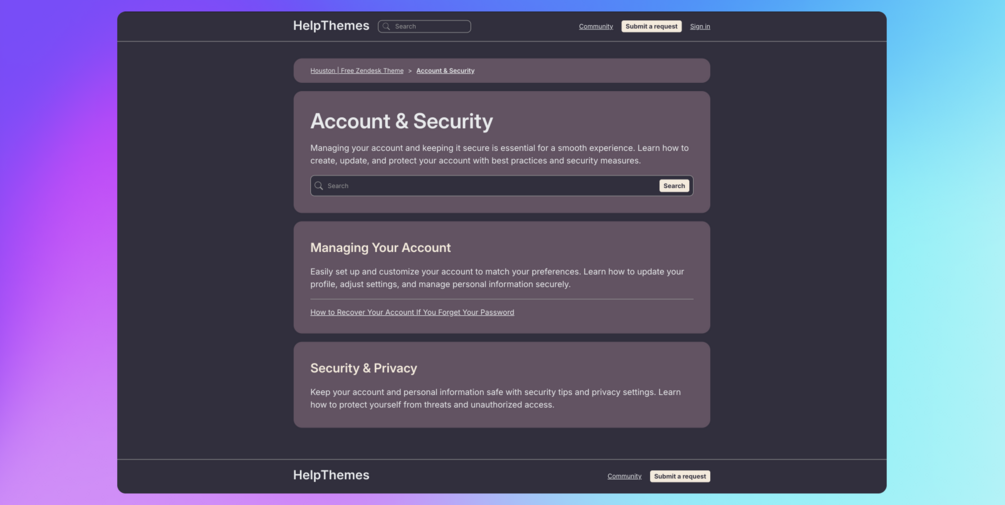 Free Zendesk Theme | Houston