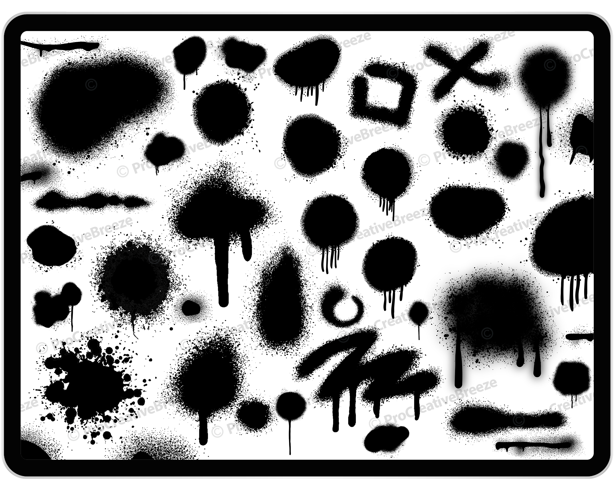 39 Procreate Spray Stamp Brushes Collection