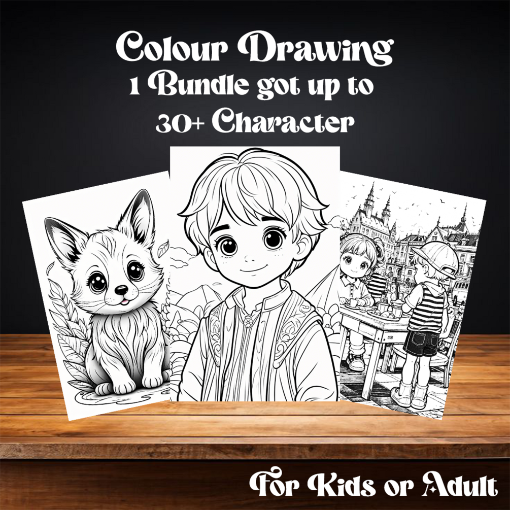 CUTE CHARACTER FOR COLOURING DRAWING