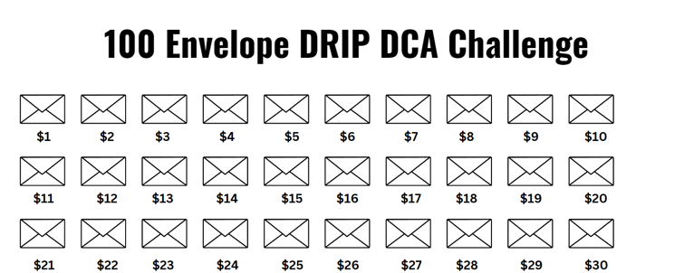 100 Envelope DRIP DCA Challenge Printable