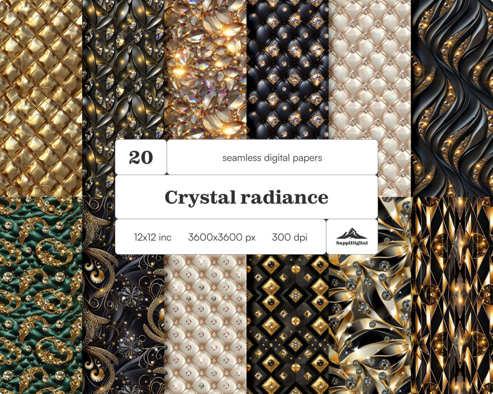 20 Crystal Radiance Seamless Patterns