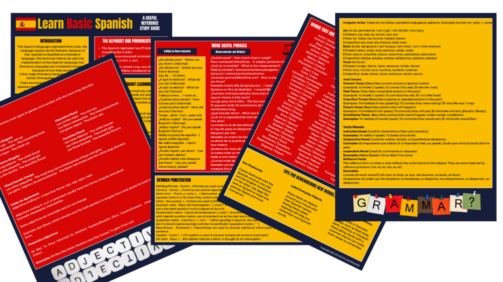 Spanish Study Guide Cheat Sheet