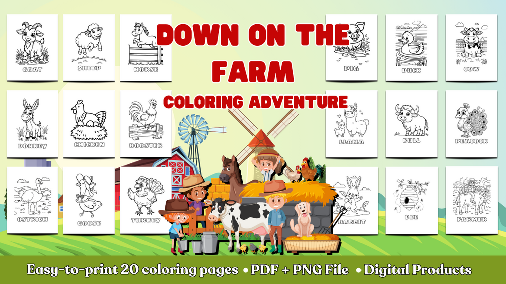Down on the Farm: Coloring Adventure