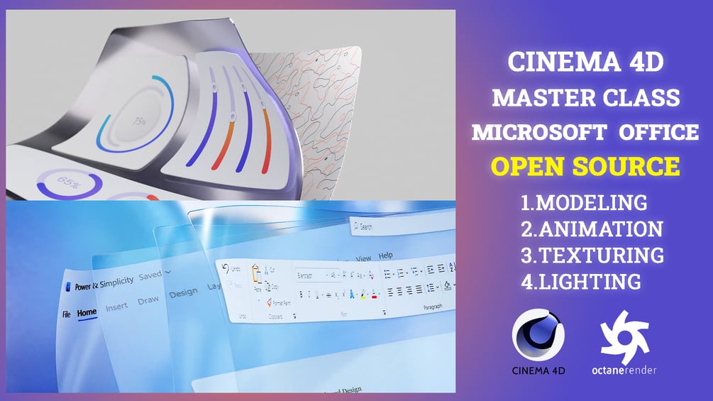 microsoft style 3d motiongraphic model