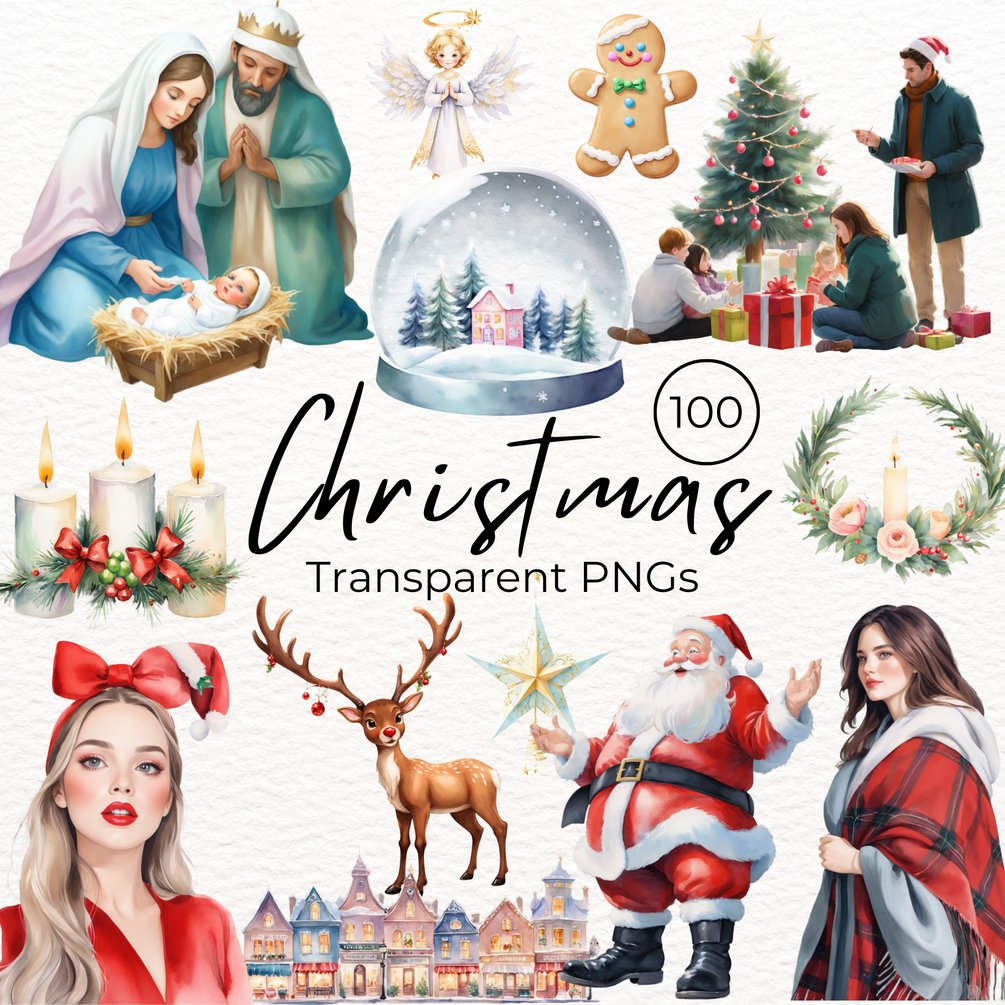 Christmas - 100 Cliparts Bundle - 300DPI - Commercial Use - Christmas ...