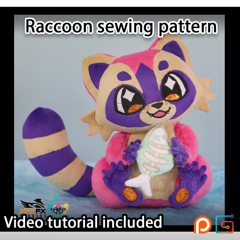 Raccoon plush - sewing pattern and tutorial