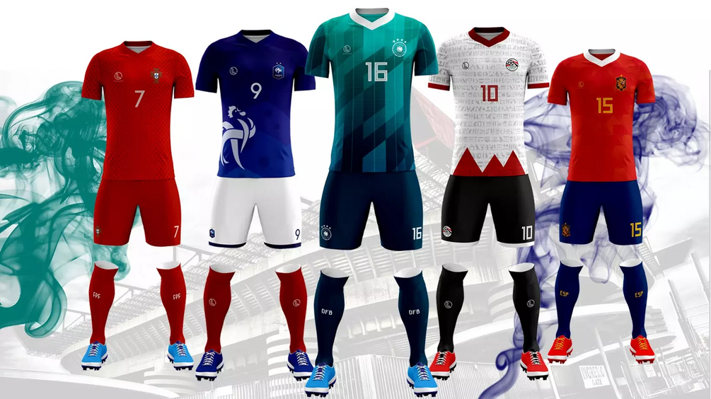 FULL Football/Soccer Kit Front and Back View Mockup