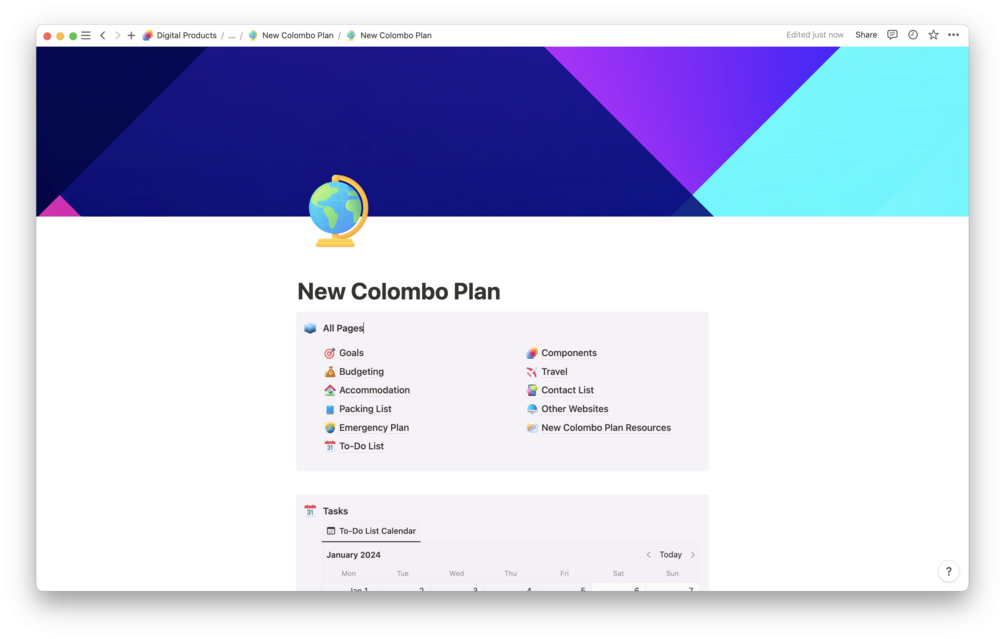 Ultimate Scholars Abroad Notion Template for New Colombo Plan Scholarship