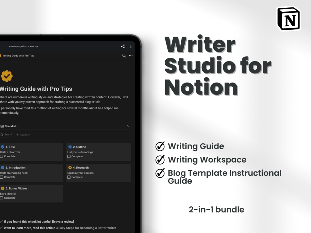 Writer Studio Deluxe Bundle for Notion