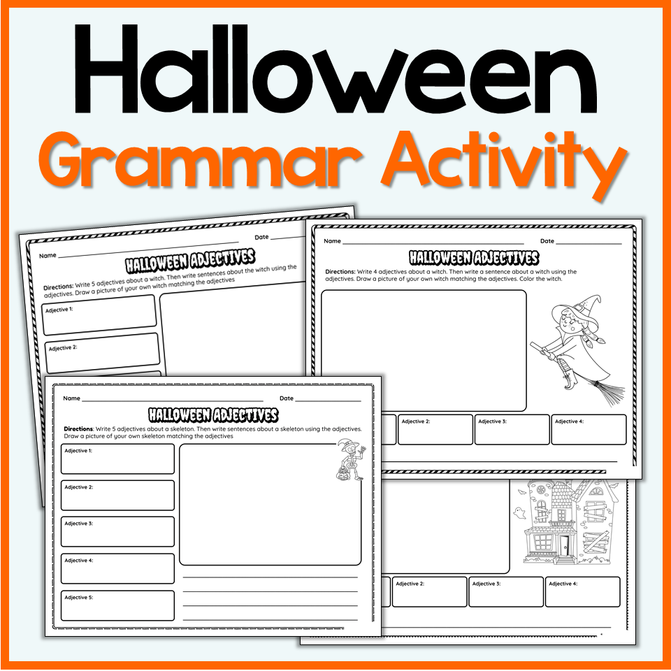 Halloween Adjective Worksheets - Grammar activity