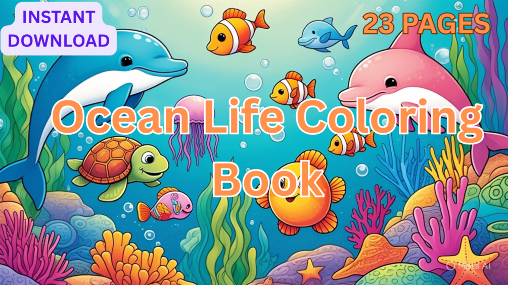 Ocean Life Coloring Book For Kids / Download instantly