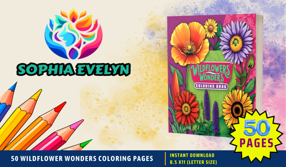 Wildflower Wonders Coloring Pages. Nature's Bloom 50 Pages of Beautiful ...