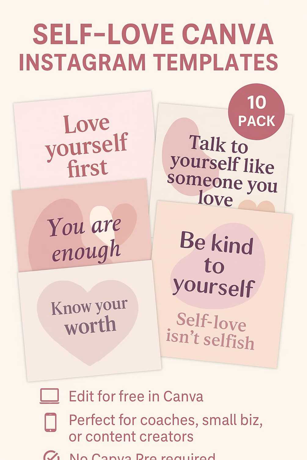 Self-love Canva templates(10 pack)