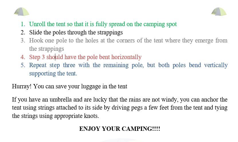 Pitching a tent in three minutes