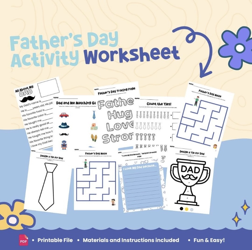 Father's Day Activity Bundle for Kids | Printable Worksheets | Coloring ...